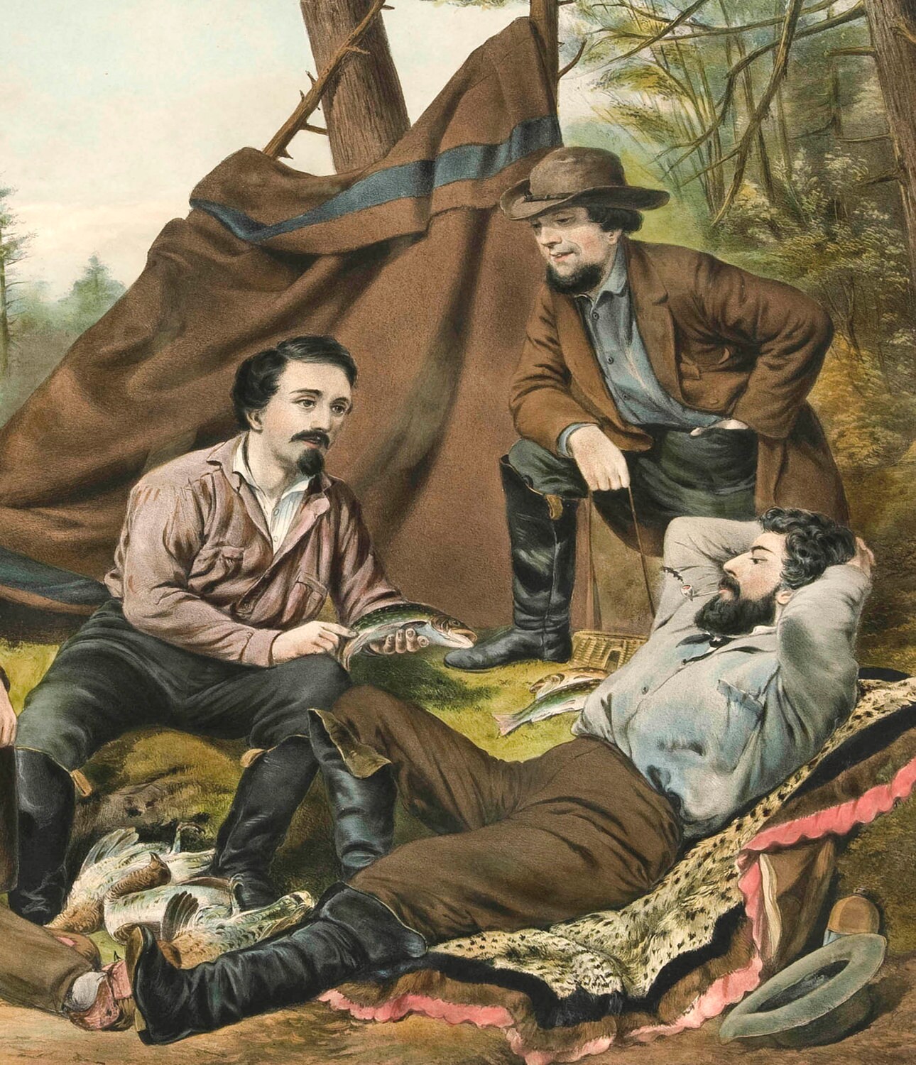 Camping in the Woods, Laying Off, Arthur Fitzwilliam Tait, 1863; 24x36 ...