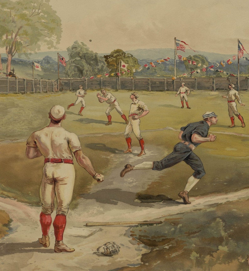 Baseball, L. Prang & Compsany, 1887; 24x36 Inch Print Reproduced From a ...