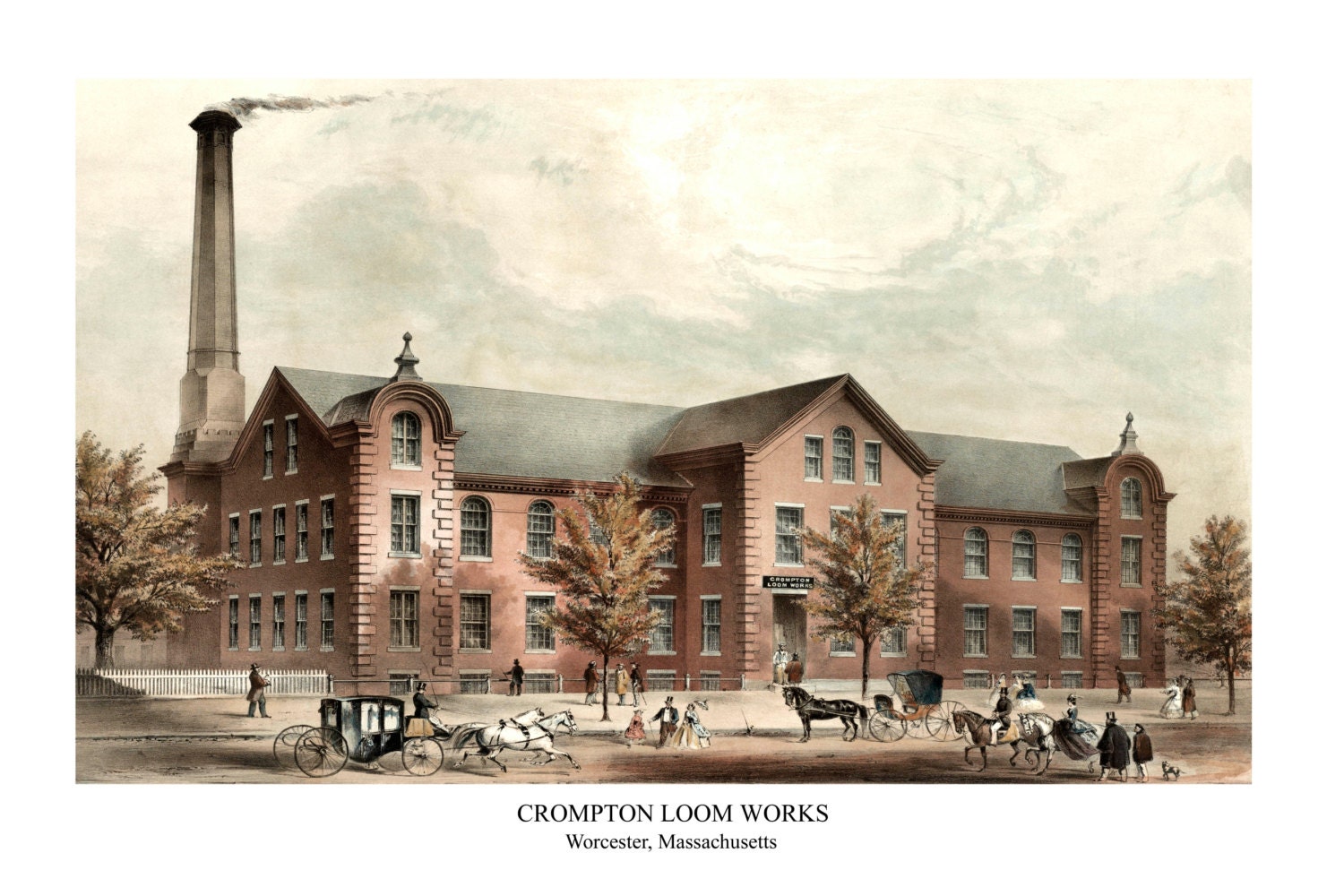 Crompton Loom Works, Worcester, MA 24x36 Inch Print Reproduced From a ...