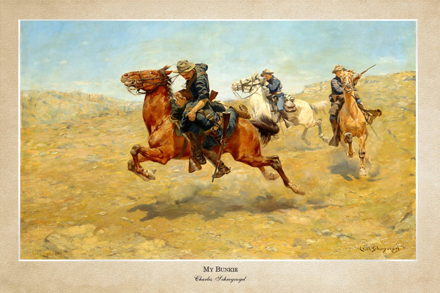 My Bunkie, Charles Schreyvogel 1899; 24x36 Inch Print Reproduced From a ...