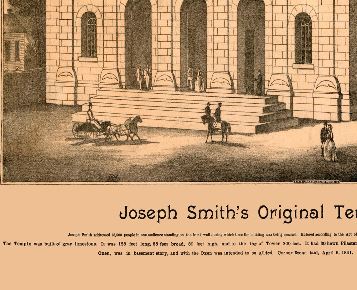 Nauvoo IL, Joseph Smith's Original Temple C1841 (publ. 1890); 24x36 ...