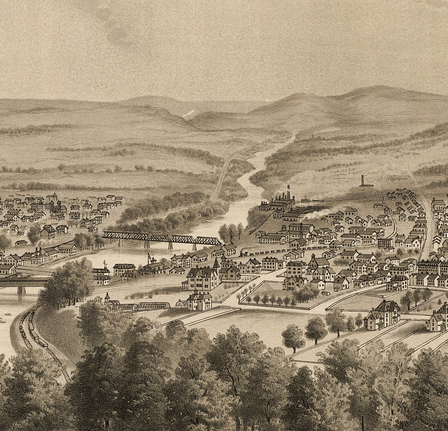 Bethlehem PA, 1877; 24x36 Inch Print Reproduced From a Vintage ...