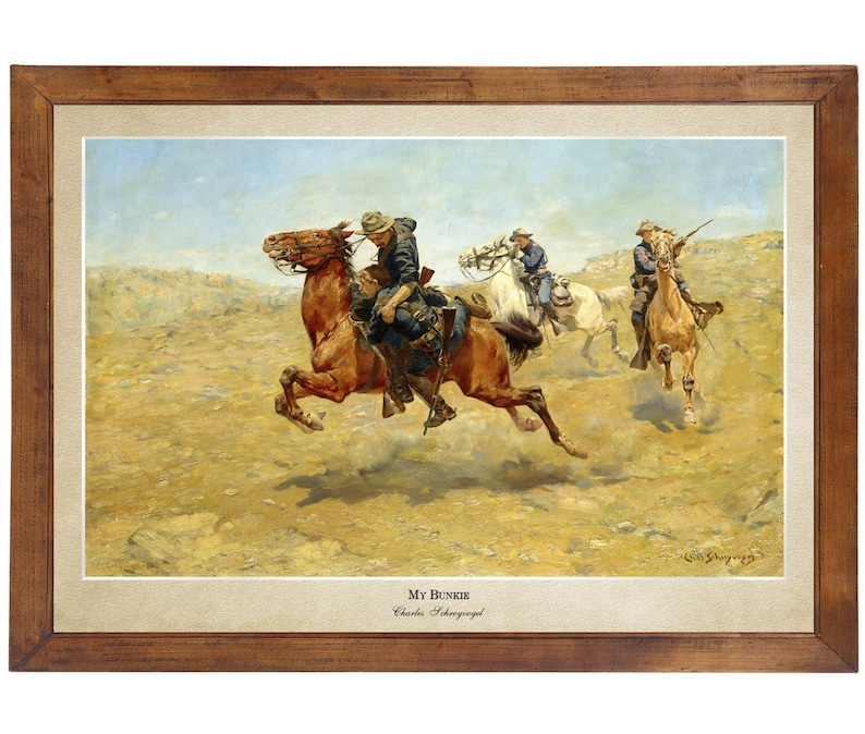 My Bunkie, Charles Schreyvogel 1899; 24x36 Inch Print Reproduced From a ...