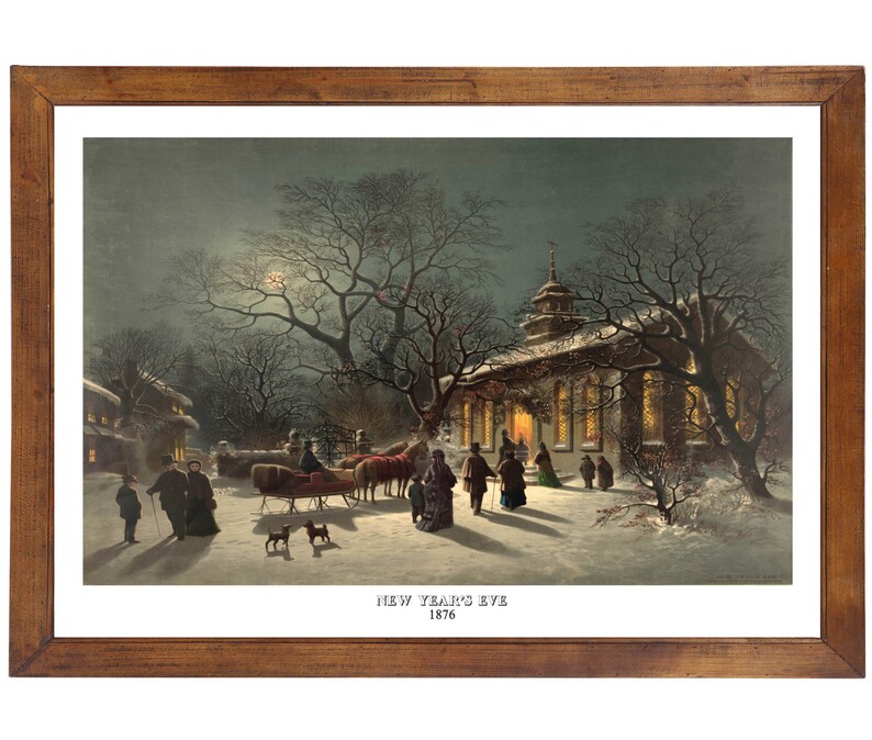 New Year's Eve, 1876 24x36 Inch Print Reproduced From a Vintage ...