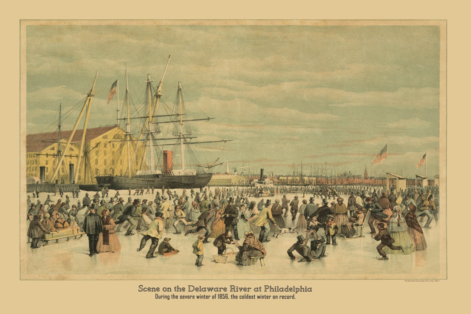 Delaware River at Philadelphia, 1856 24x36 Inch Print Reproduced From a ...