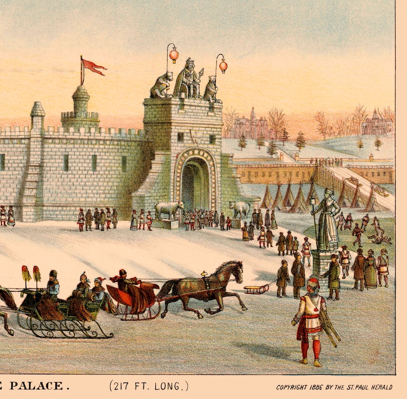 St. Paul MN, Winter Carnival Ice Palace, 1887; 24x36 Inch Print ...