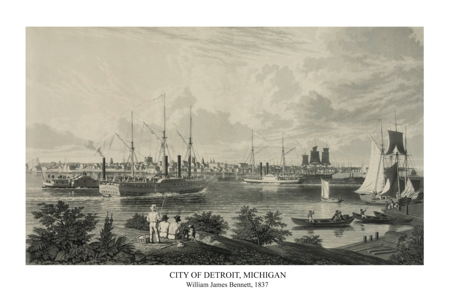 City of Detroit, Michigan, 1837; 24x36 Inch Print Reproduced From a ...