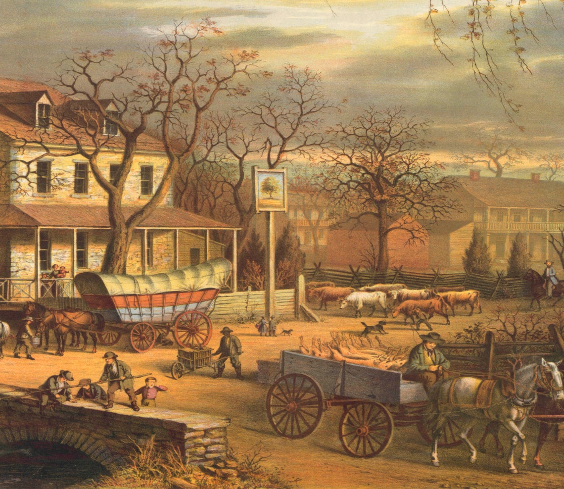 Inn on the Roadside by Edward Sachse & Co., 1872 24x36 Inch Print ...