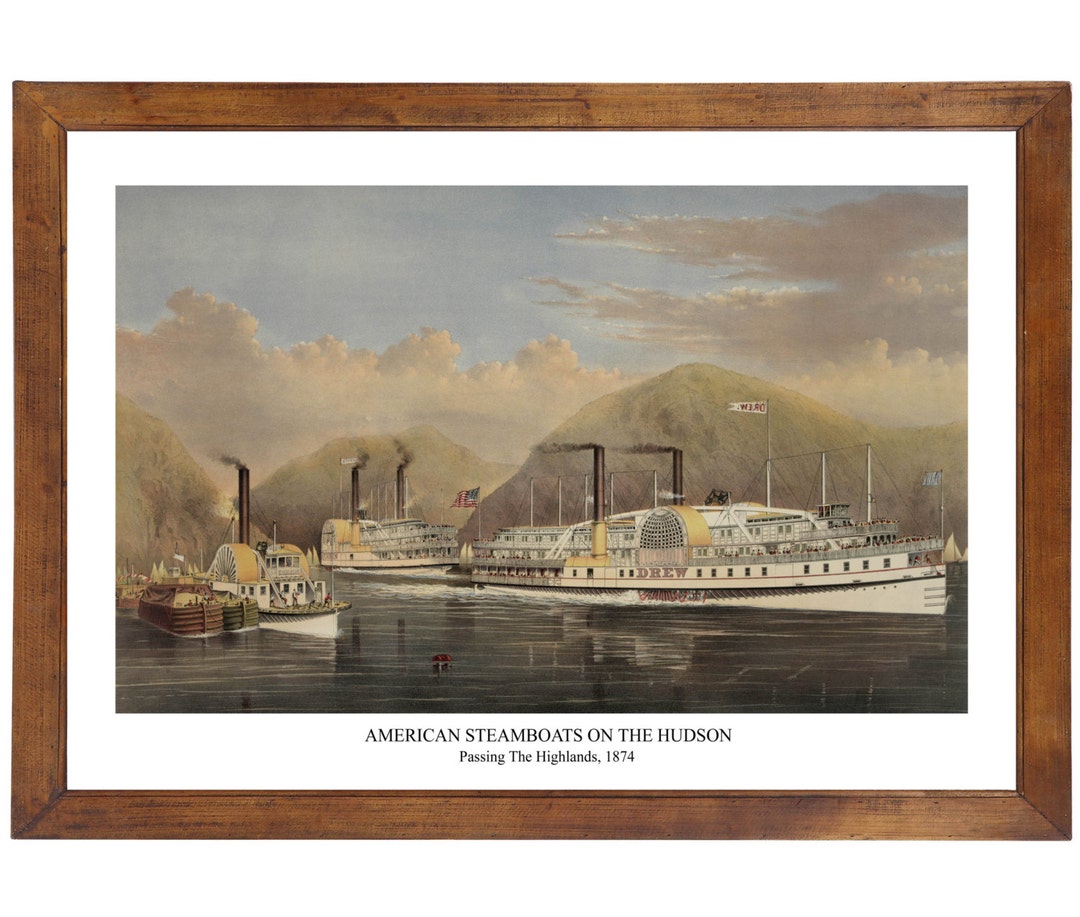 American Steamboats on the Hudson by Currier & Ives, 1874; 24x36 Inch ...