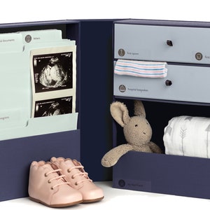 Baby Keepsake Vault & Overflow Box Gift Set (2 Pieces) | Fabric Linen ...