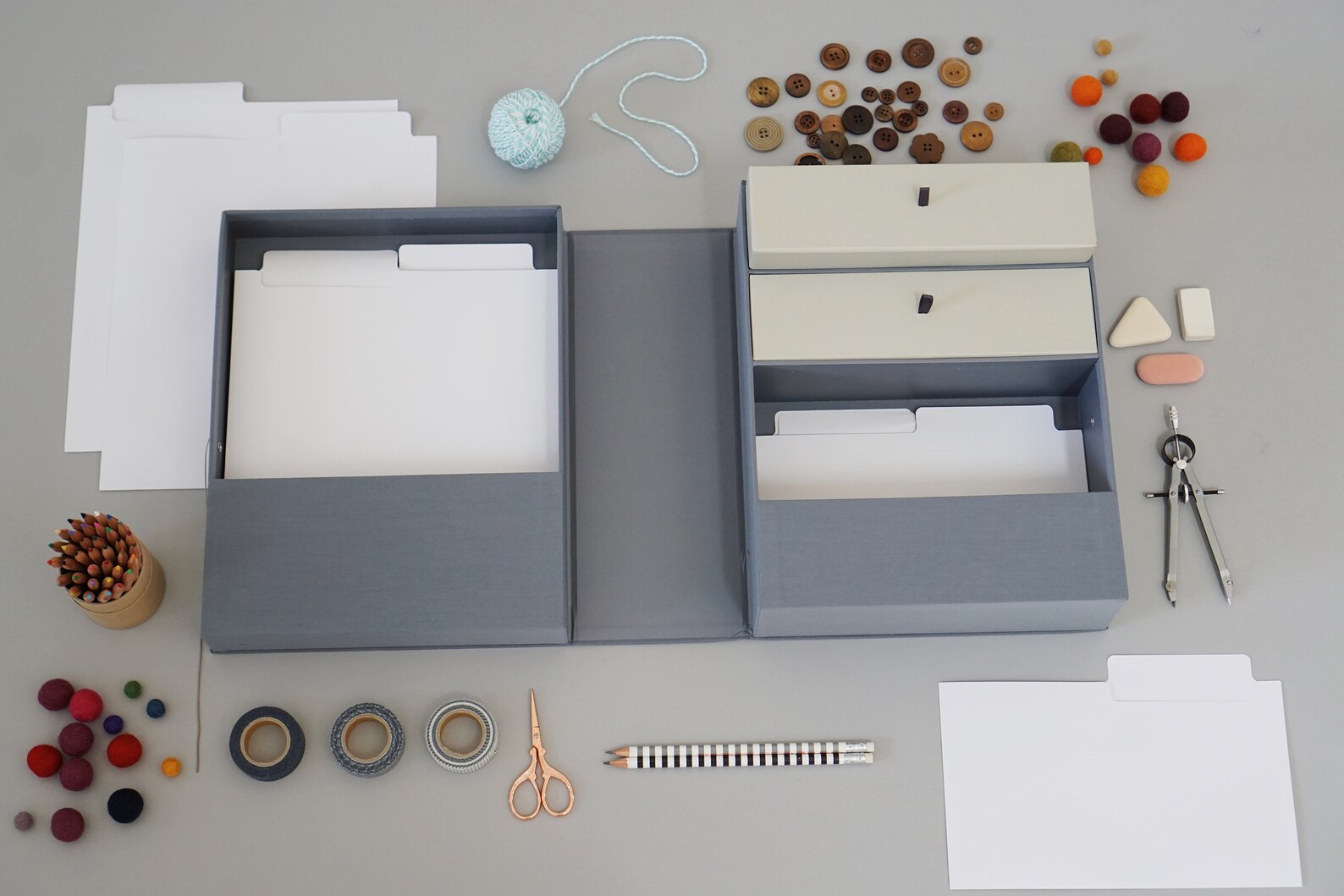 Linen Desk Organizer: the Vault With Illustrated Labels - Etsy