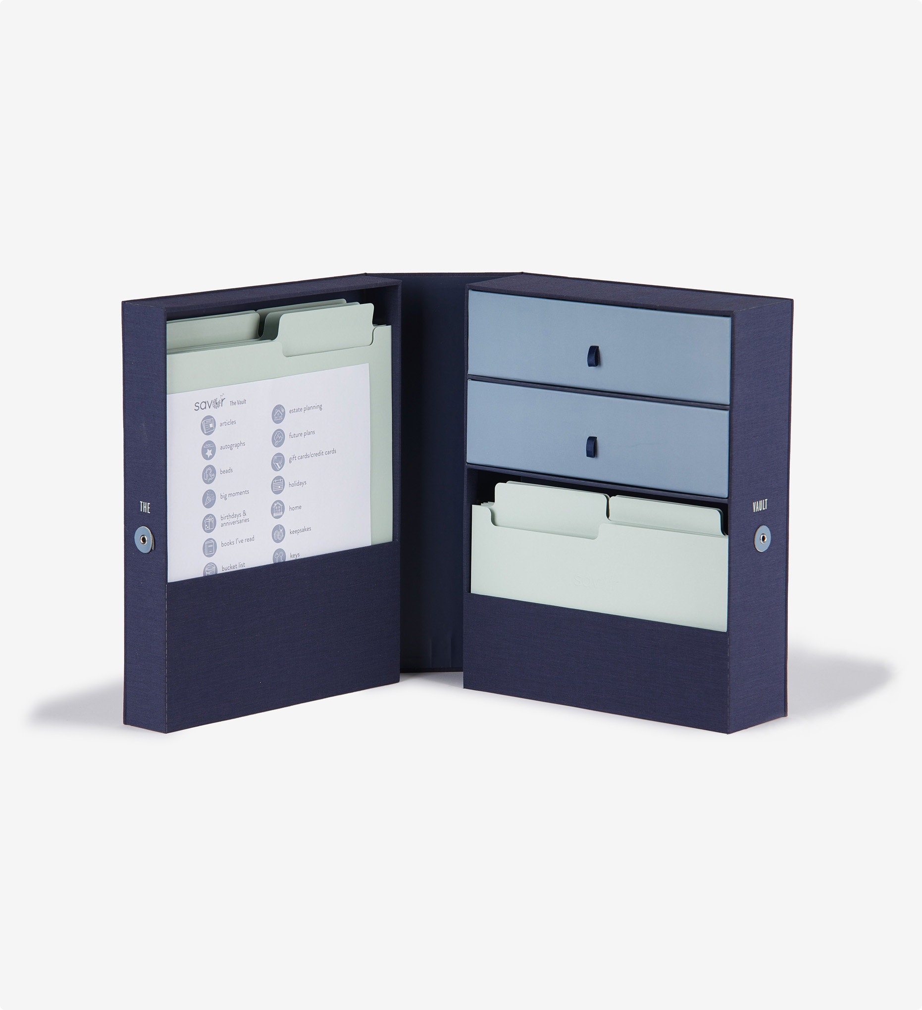 Linen Desk Organizer: the Vault With Illustrated Labels - Etsy