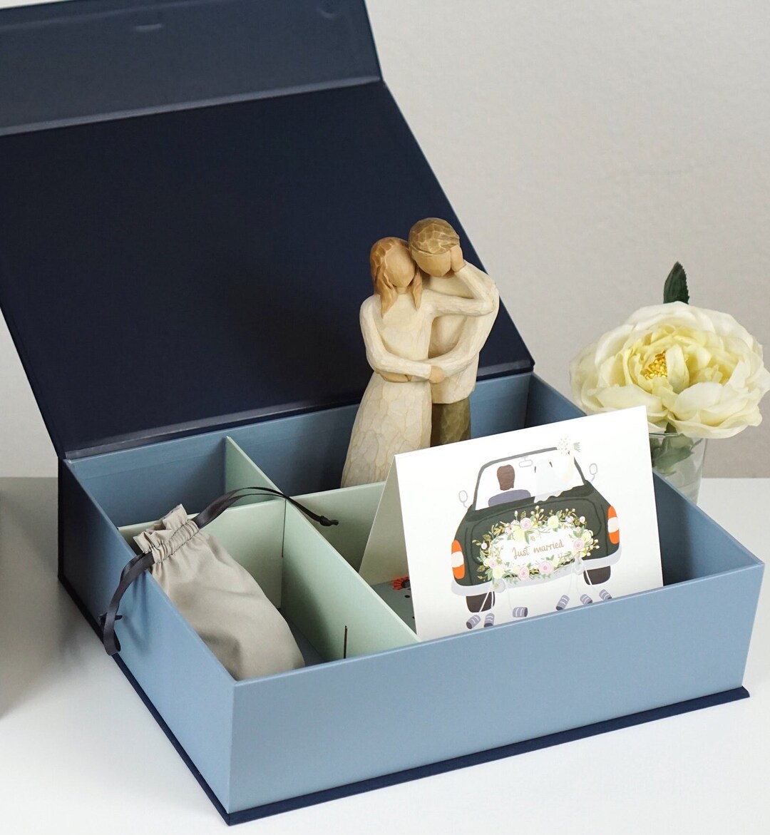 Wedding Keepsake Overflow Box | Adjustable or Removable Dividers | Fits ...