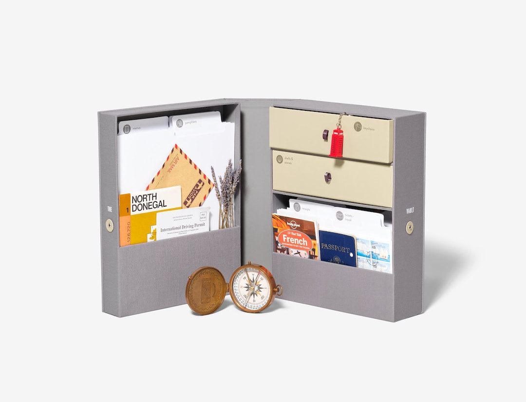Travel Keepsake Box | Travel Memory Box for Storing Trip Mementos, Maps ...