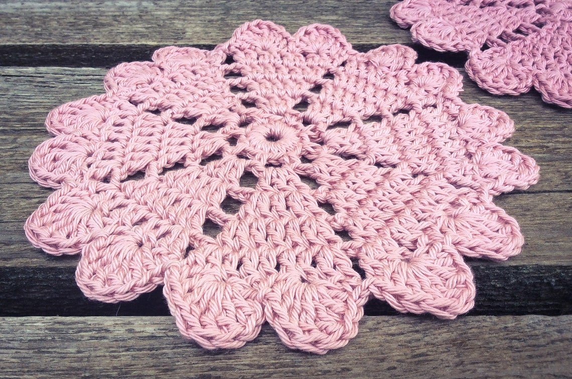 CROCHET PATTERN - Hearts Doily Coaster Written Pattern PDF | English - Etsy
