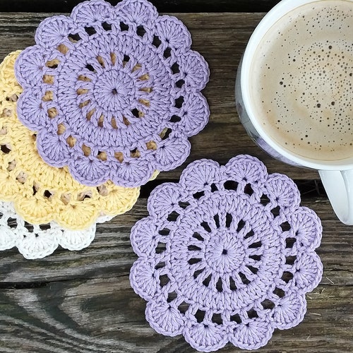 CROCHET PATTERN Cherry Blossom Coaster Written Pattern PDF - Etsy