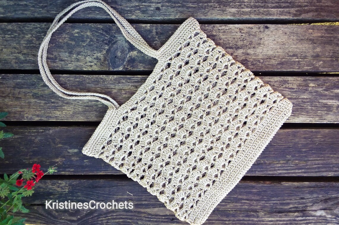 CROCHET PATTERN - Lacy Tote Market Beach Unlined Bag Written Pattern ...