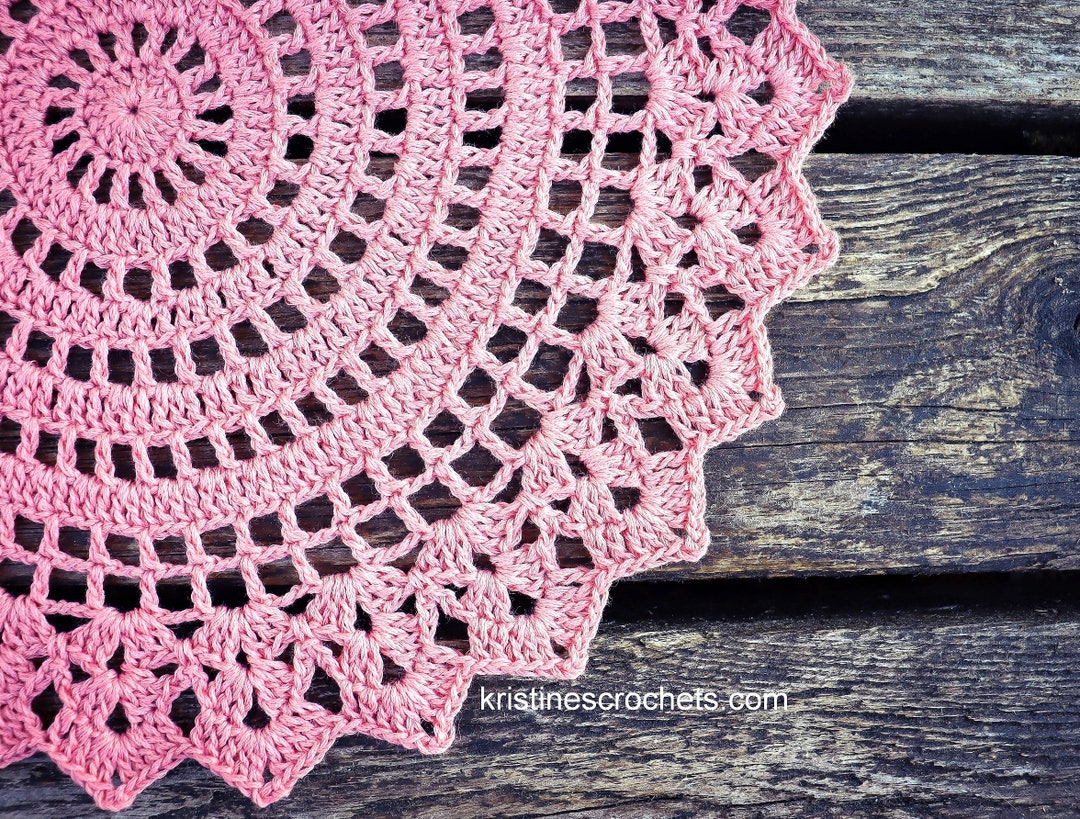CROCHET PATTERN Vintage Pink Doily Placemat Written Pattern PDF English ...