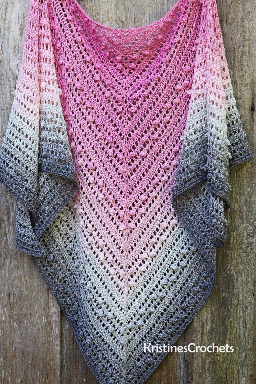 CROCHET PATTERN - Popcorn Triangle Shawl Written Pattern Instant PDF ...