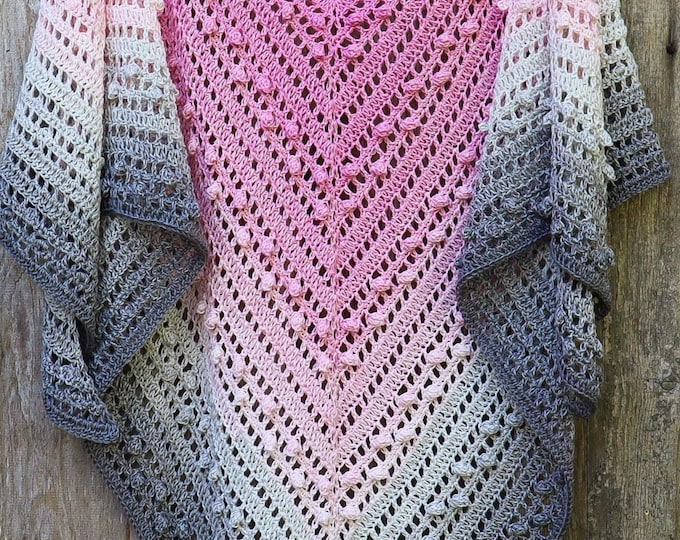 CROCHET PATTERN - Popcorn Triangle Shawl Written Pattern Instant PDF ...
