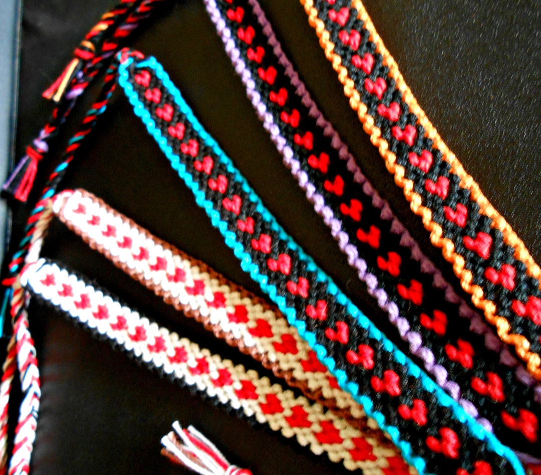 Bracelet Brésilien, Amitié, Petits Coeurs Rouges - Etsy France