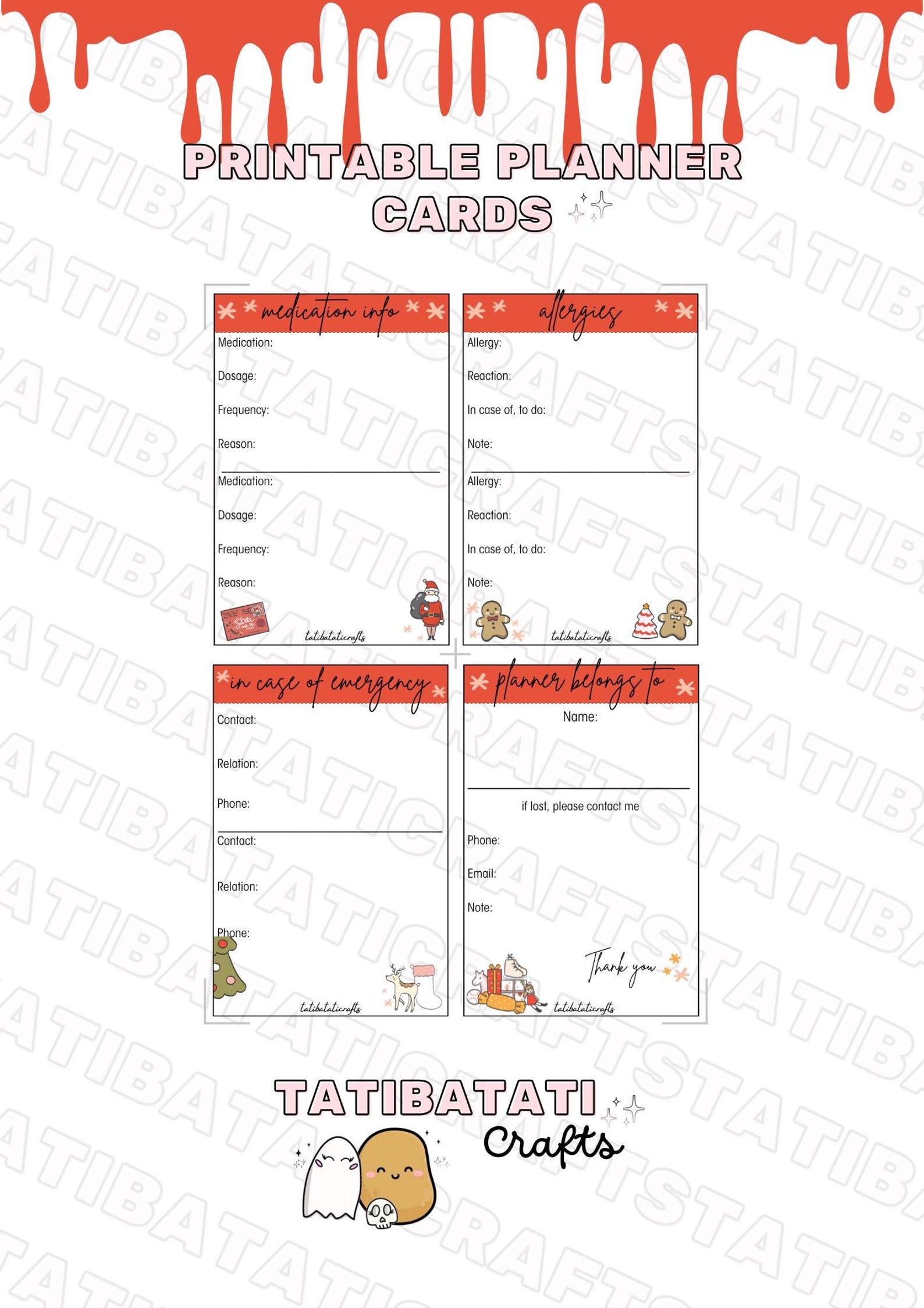 Printable Planner Cards Bundle – 16 Seasonal Inserts | Halloween, Xmas ...