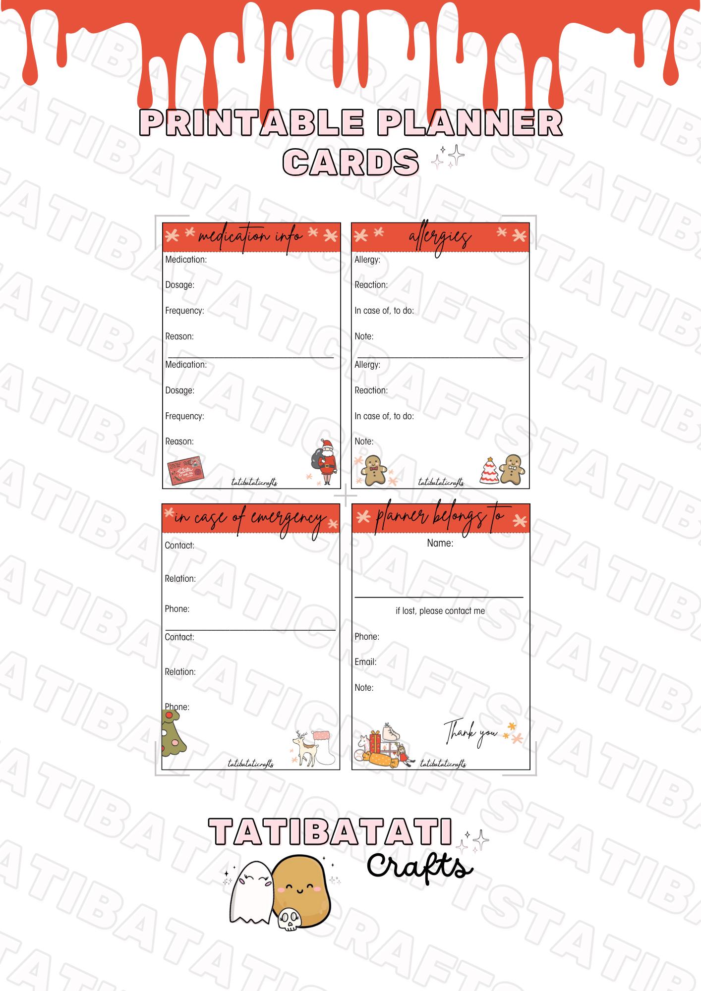 Printable Planner Cards Bundle – 16 Seasonal Inserts | Halloween, Xmas ...