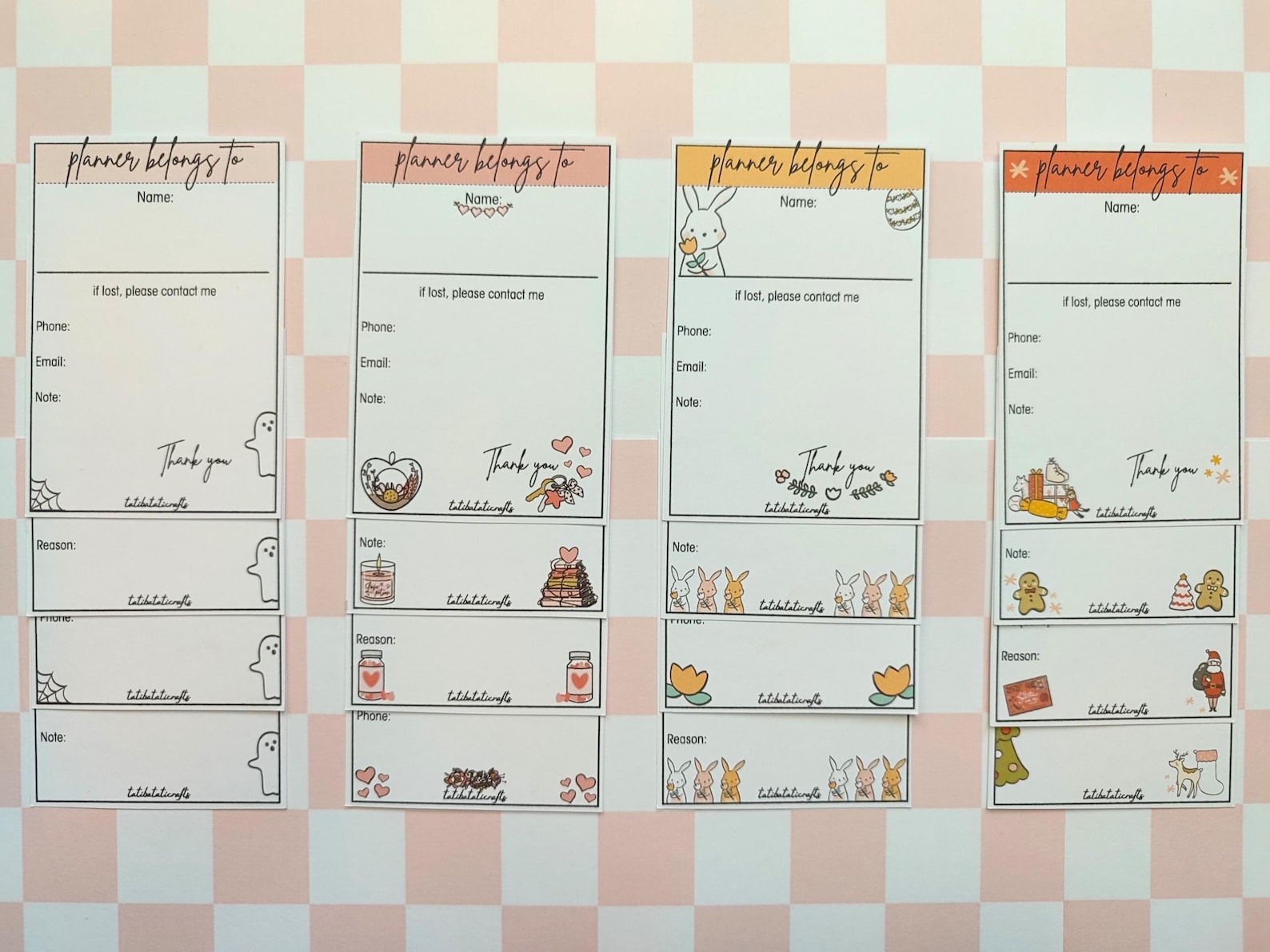 Printable Planner Cards Bundle – 16 Seasonal Inserts | Halloween, Xmas ...