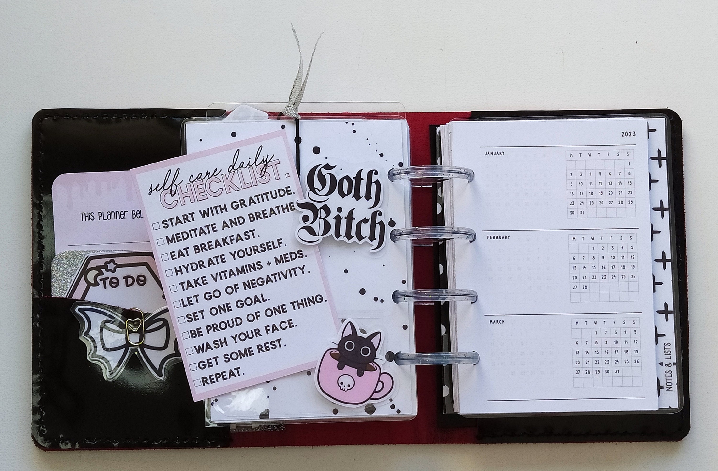 Gothic Leather Discbound Planner & Coffin Pen Sleeve/planning Starter ...