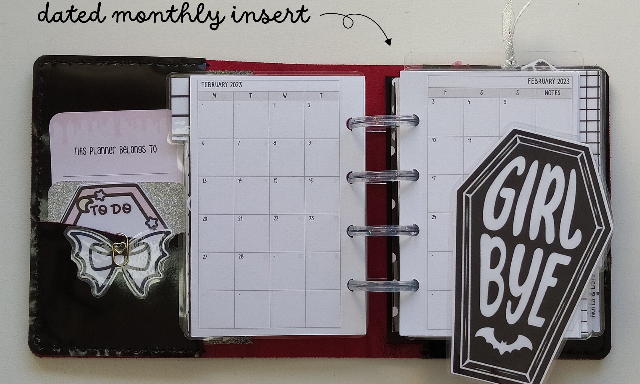 Gothic Leather Discbound Planner & Coffin Pen Sleeve/planning Starter ...