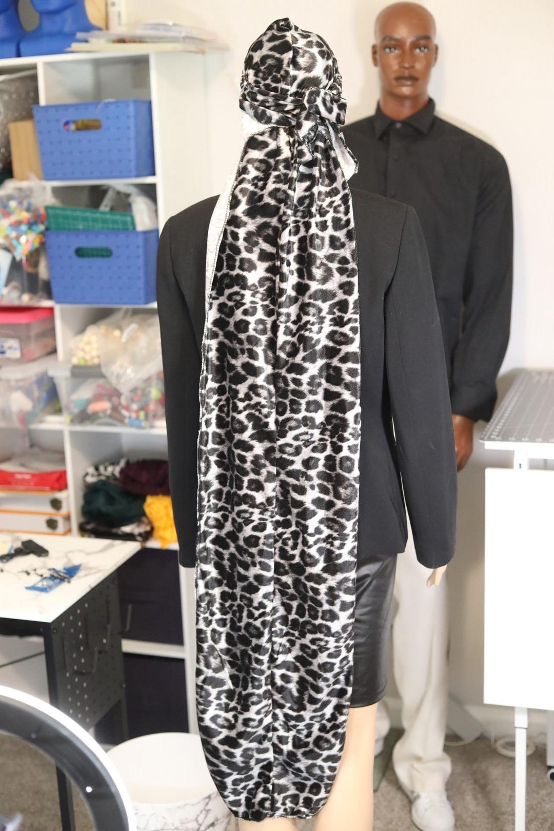 Velvet Leopard Print Durag – Extra Long Tail Luxury Streetwear Headwrap ...