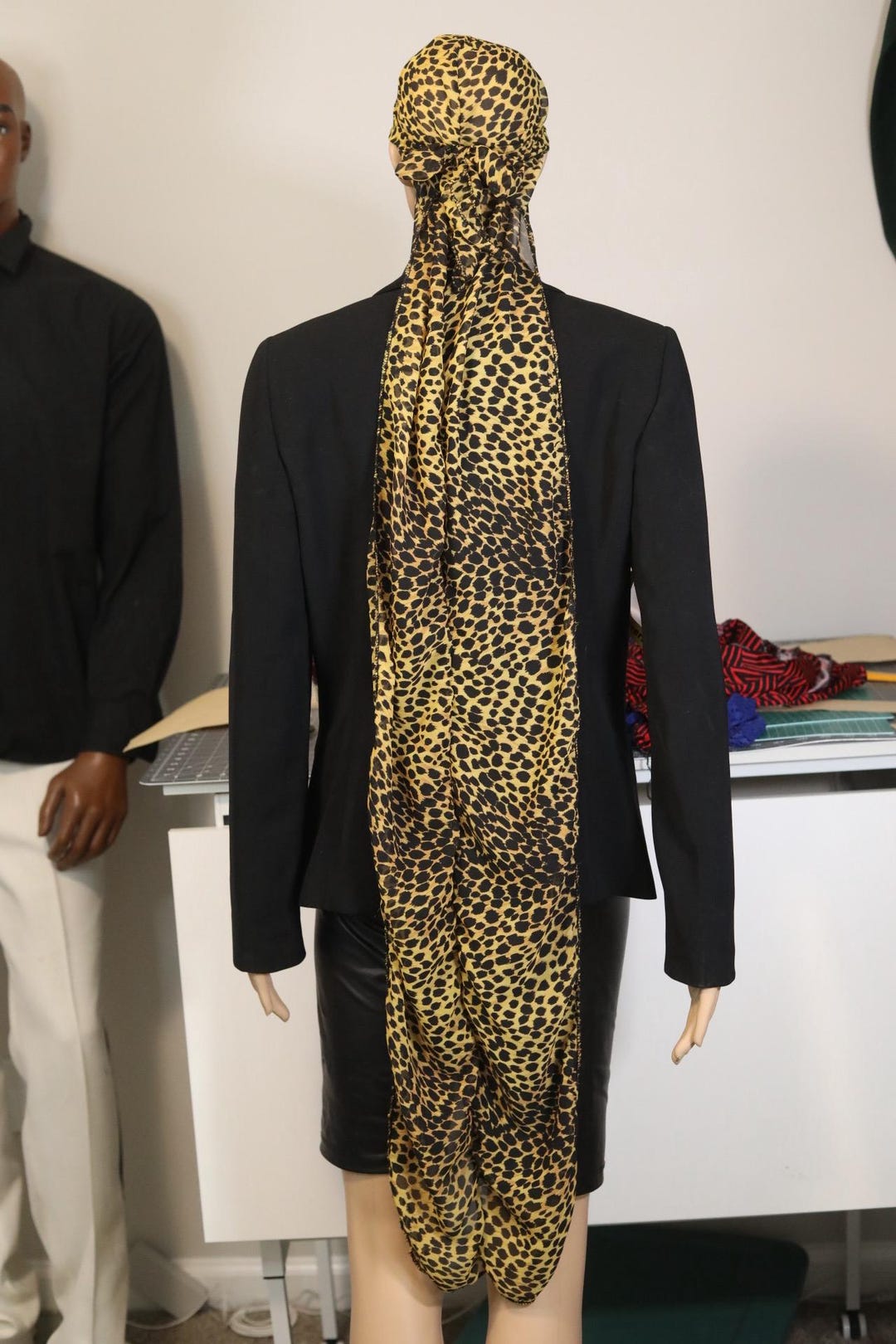 Leopard Sheer Durag – 48-inch Long Tail | Unisex Animal Print Headwrap ...