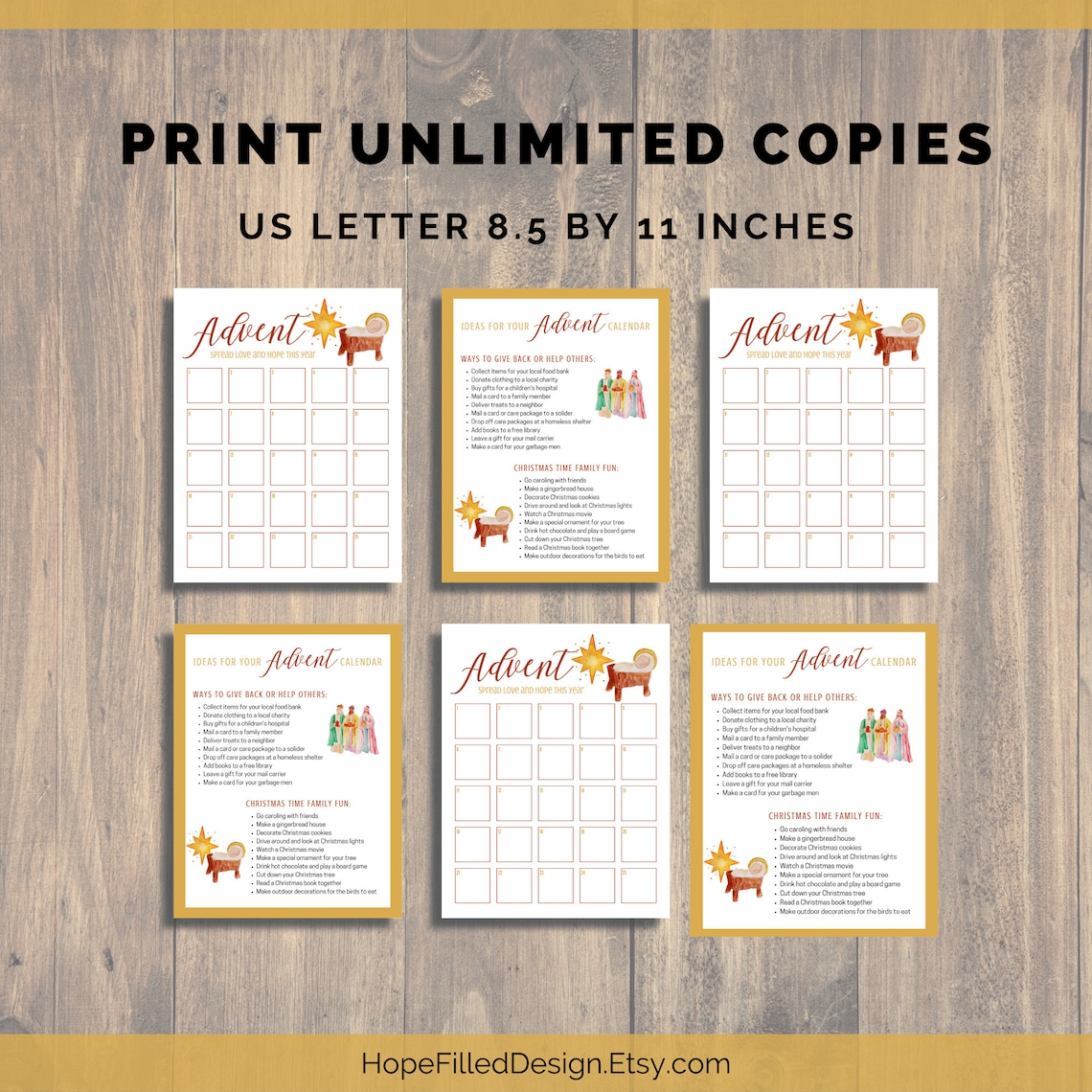 Editable Advent Calendar Printable Christmas Countdown - Etsy