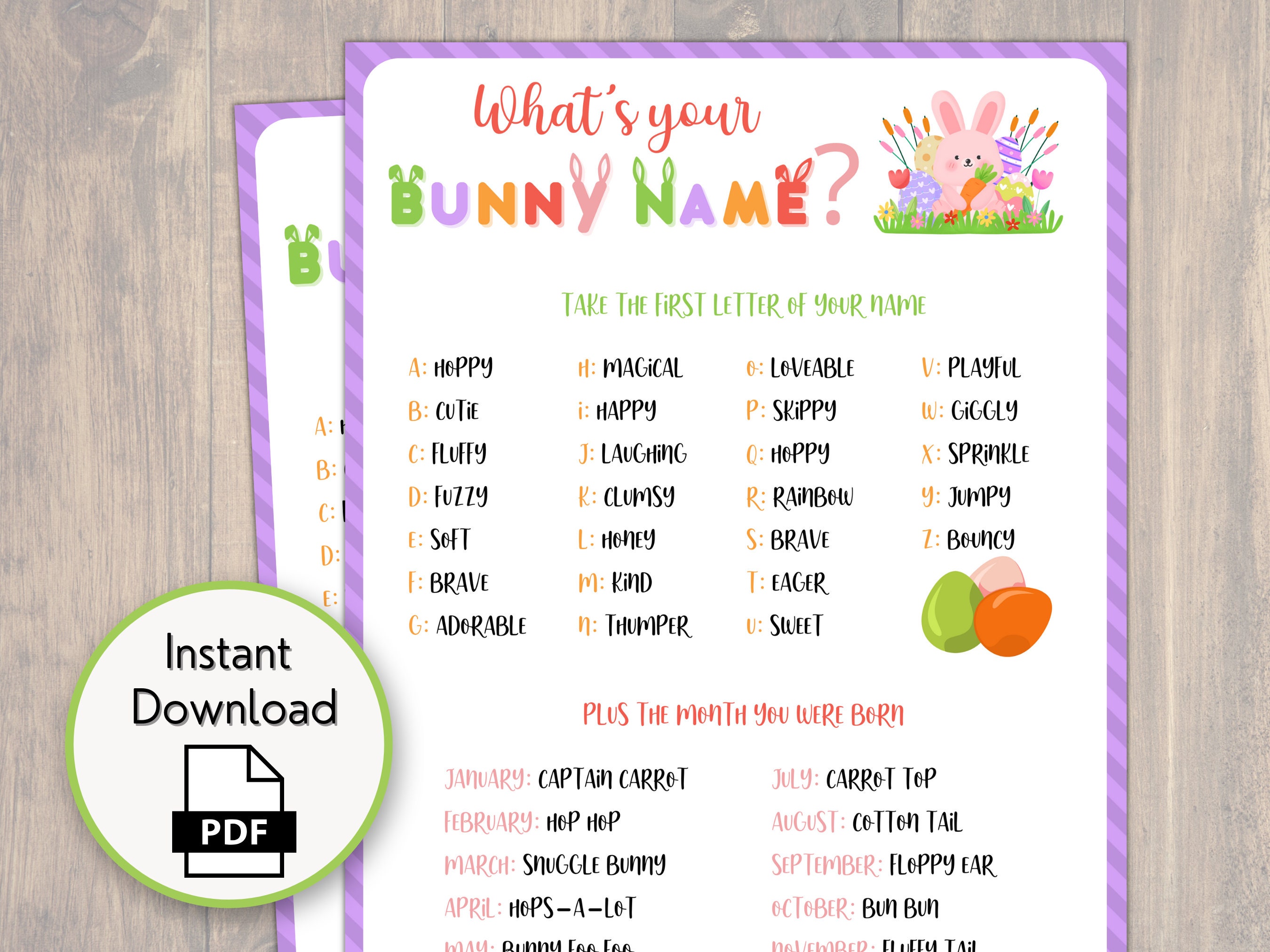 What's Your Bunny Name Easter Name Generator Office - Etsy