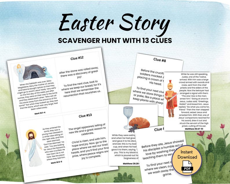 Printable Easter Story Scavenger Hunt for Kids, Resurrection Eggs ...