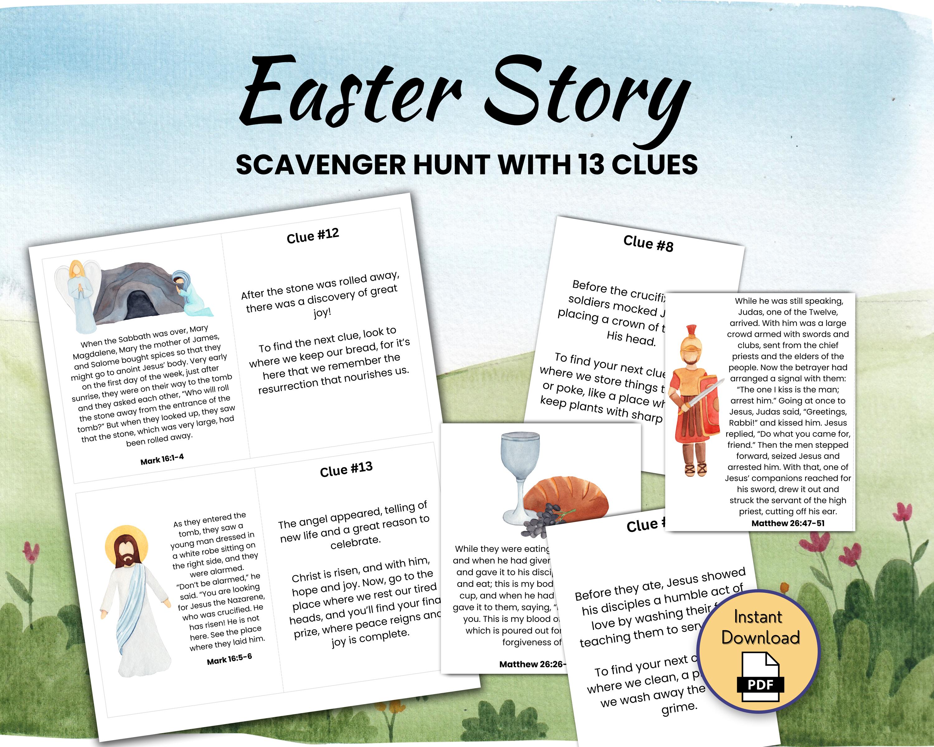 Printable Easter Story Scavenger Hunt for Kids, Resurrection Eggs ...