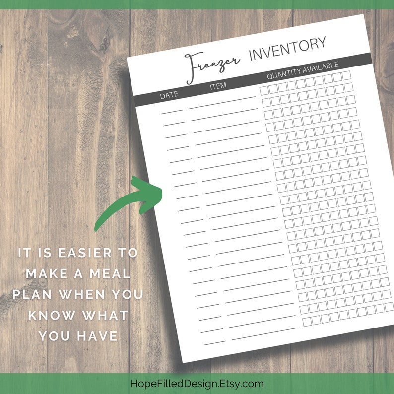 Editable Freezer Inventory List, Food Inventory, Kitchen Inventory ...