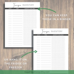 Editable Freezer Inventory List, Food Inventory, Kitchen Inventory ...