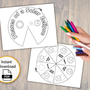 Solar Eclipse Coloring Spinner Wheel, Solar Eclipse 2024 Activity ...