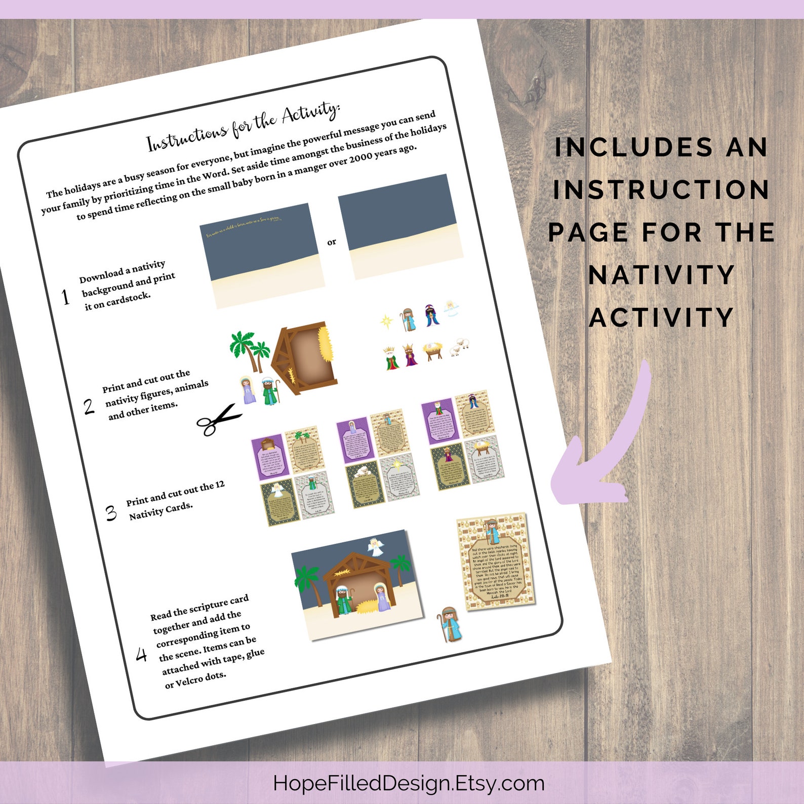 Advent Calendar Printable for Kids, Nativity Scene Family Activity, 12 ...