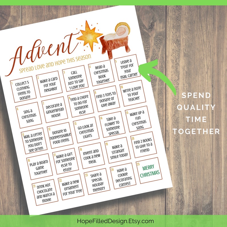 Advent Calendar Printable Christmas Countdown Family - Etsy
