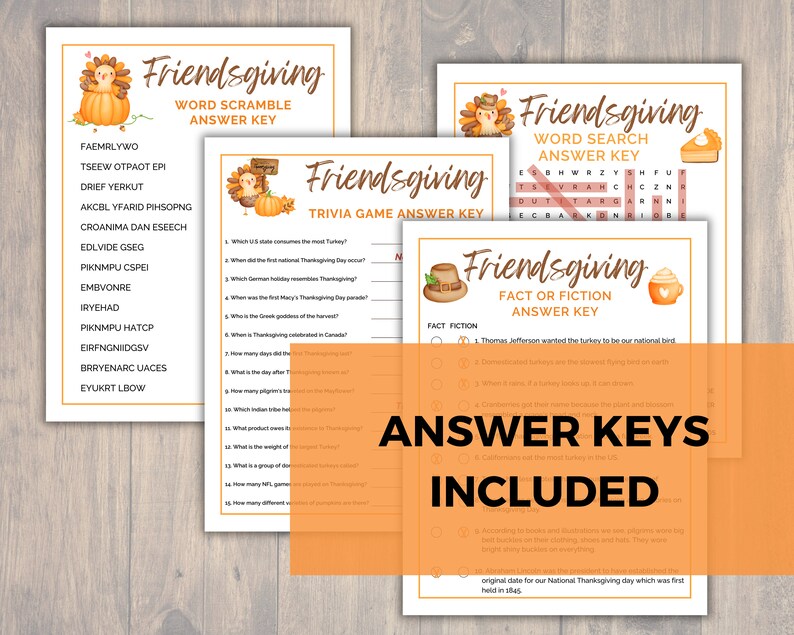 Printable Friendsgiving Game Bundle for Teens, Adults, Kids ...