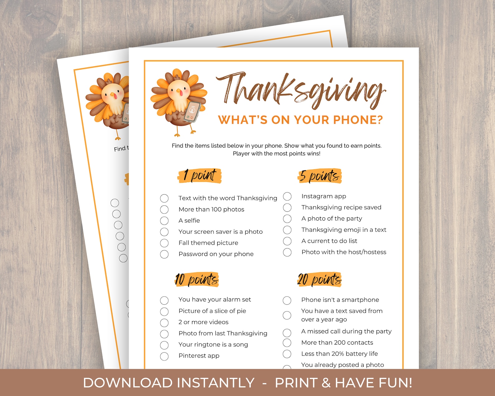Printable Thanksgiving Whats in Your Phone Game, Thanksgiving Whats on ...
