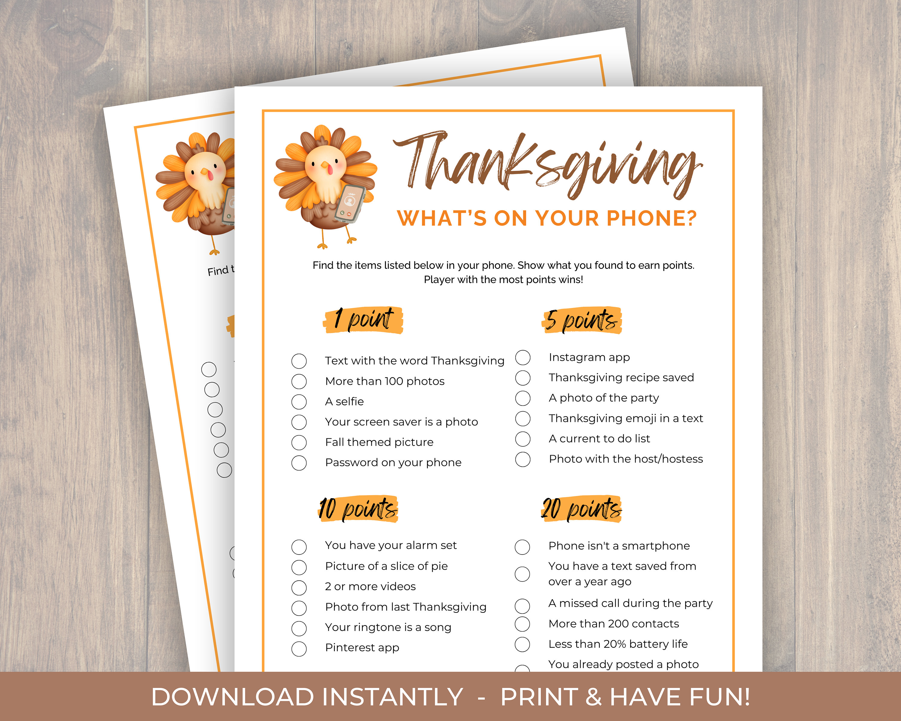 Printable Thanksgiving Whats in Your Phone Game, Thanksgiving Whats on ...
