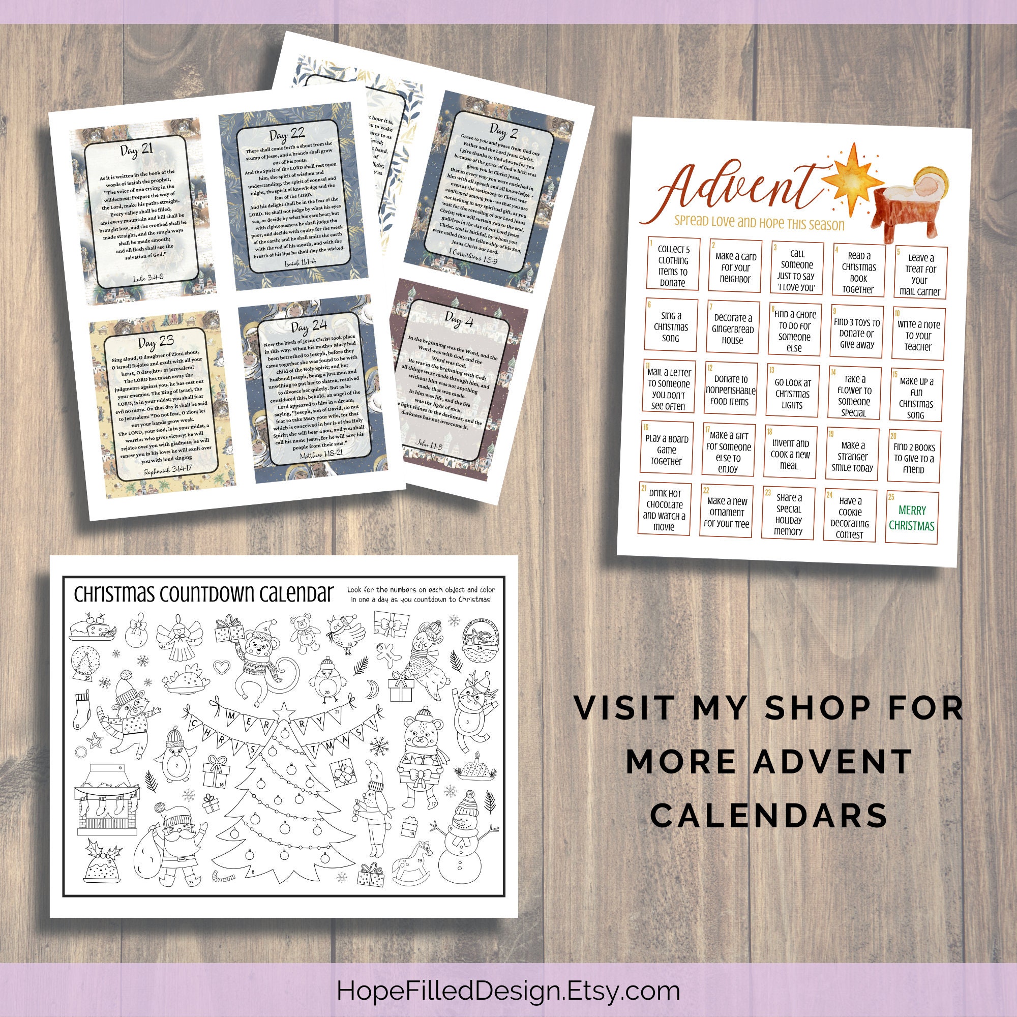Advent Calendar Printable, 12 Nativity Scripture Cards, 12 Days of ...