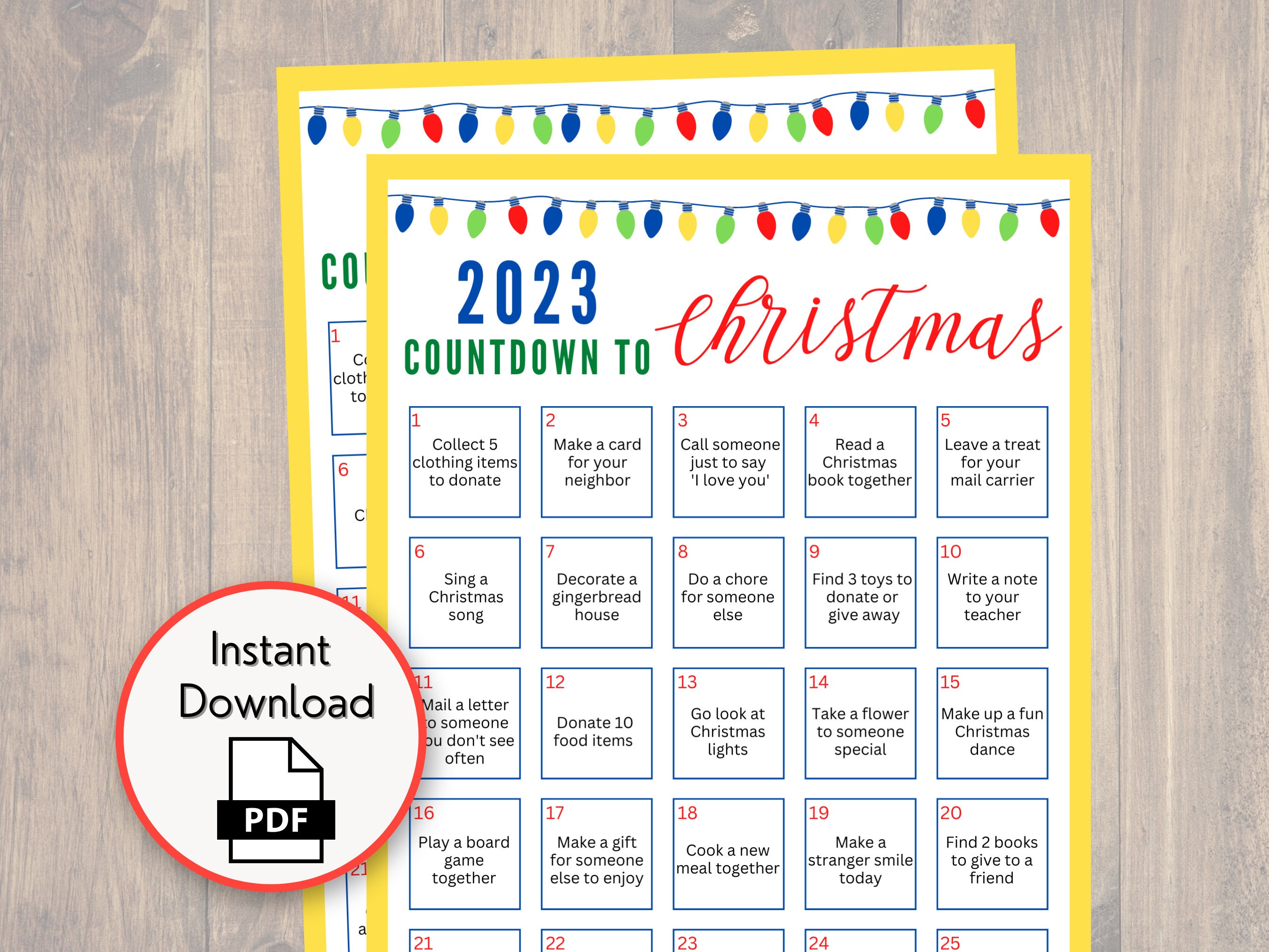 Christmas Countdown Calendar, Family Activity Christmas Calendar ...