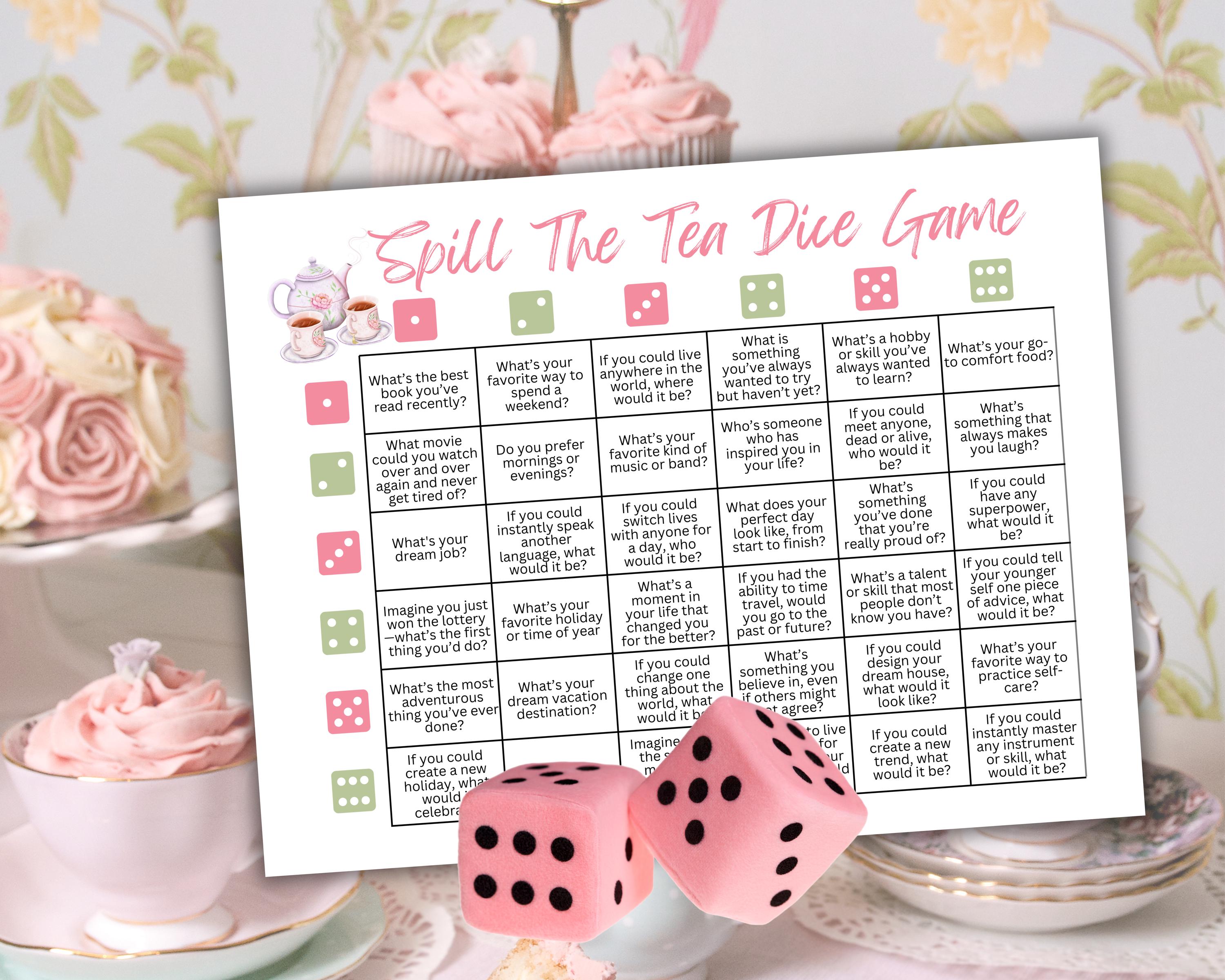 Spill the Tea Game Printable, Tea Party Games, Ladies Tea Party ...