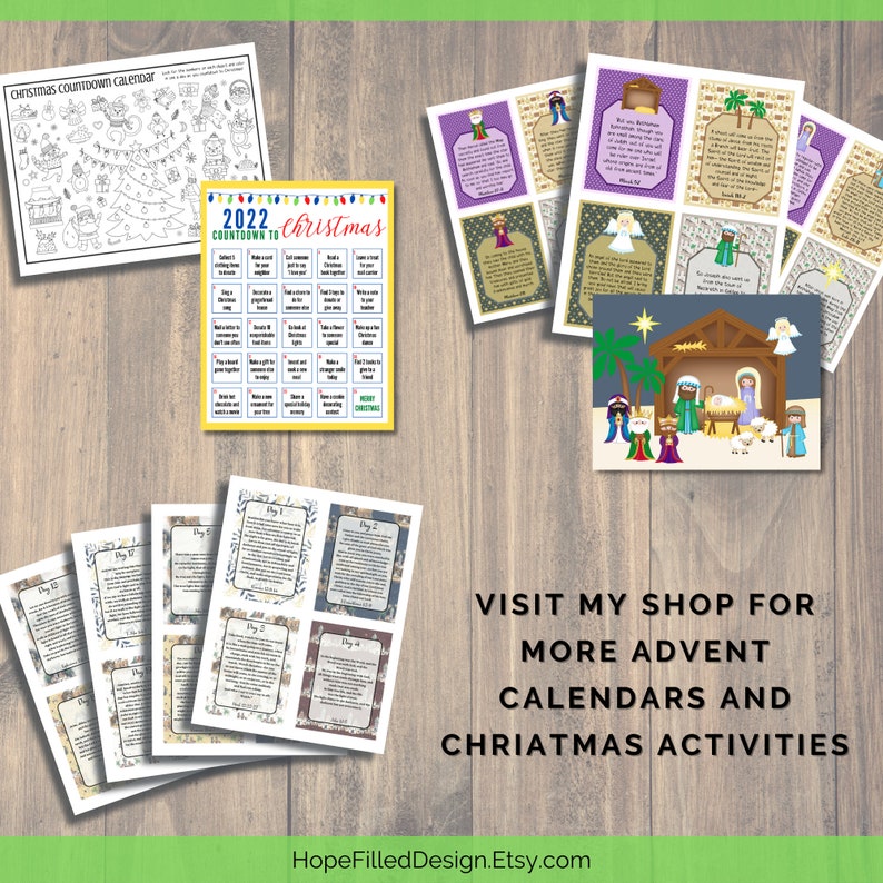 Advent Calendar Printable Christmas Countdown Family - Etsy