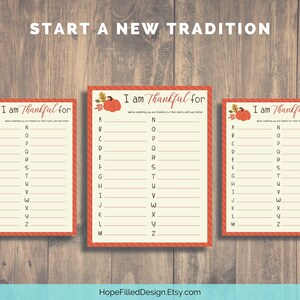 Thanksgiving Thankful Game Printable, Thankful for ABC Game, Kids ...