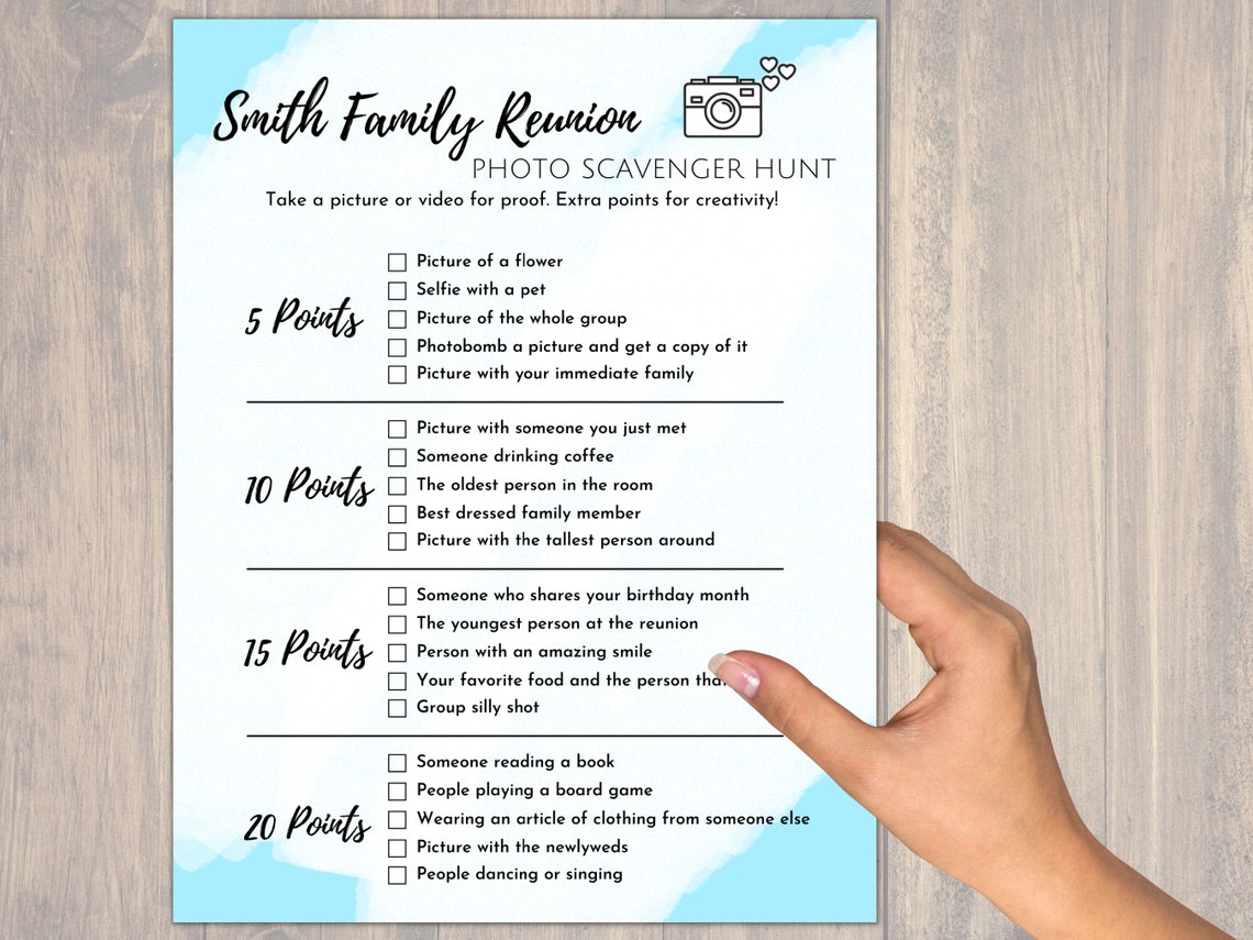 Editable Family Reunion Photo Scavenger Hunt, Family Reunion Games ...
